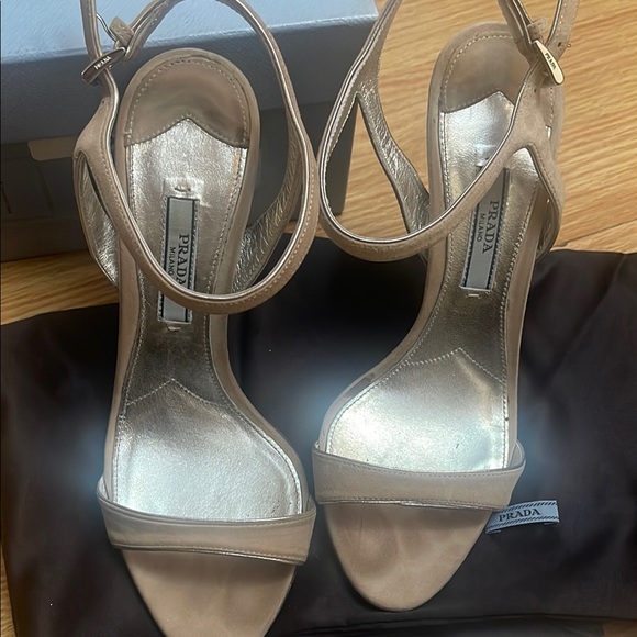 Prada | Shoes | Prada Womens Silver High Heel Sandals | Poshmark